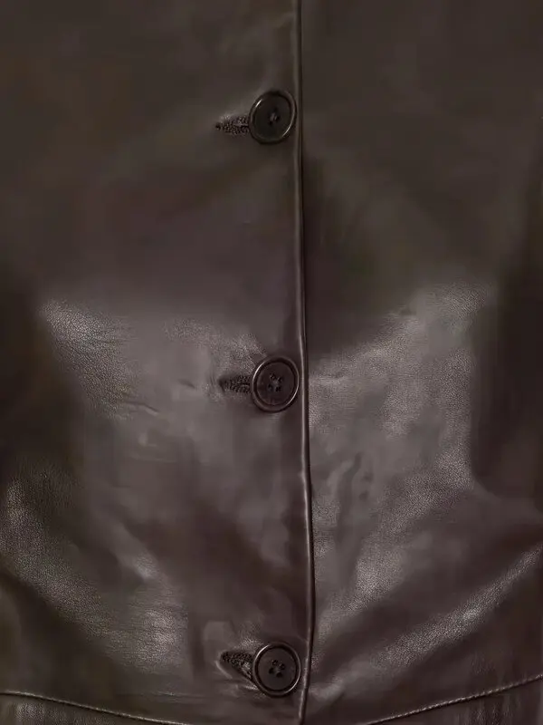 ROTATE BY BIRGER CHRISTENSEN Flared Leather Jacket - Brown