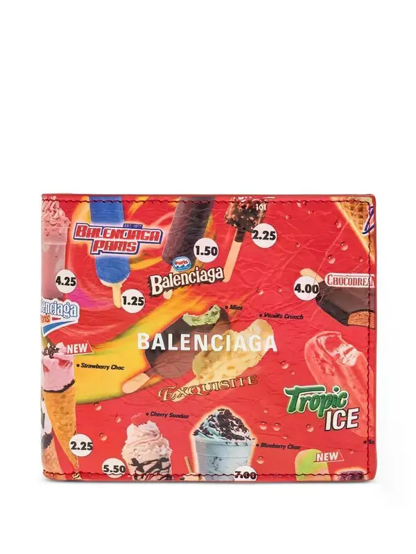 Balenciaga Ice Cream Print Wallet - Red