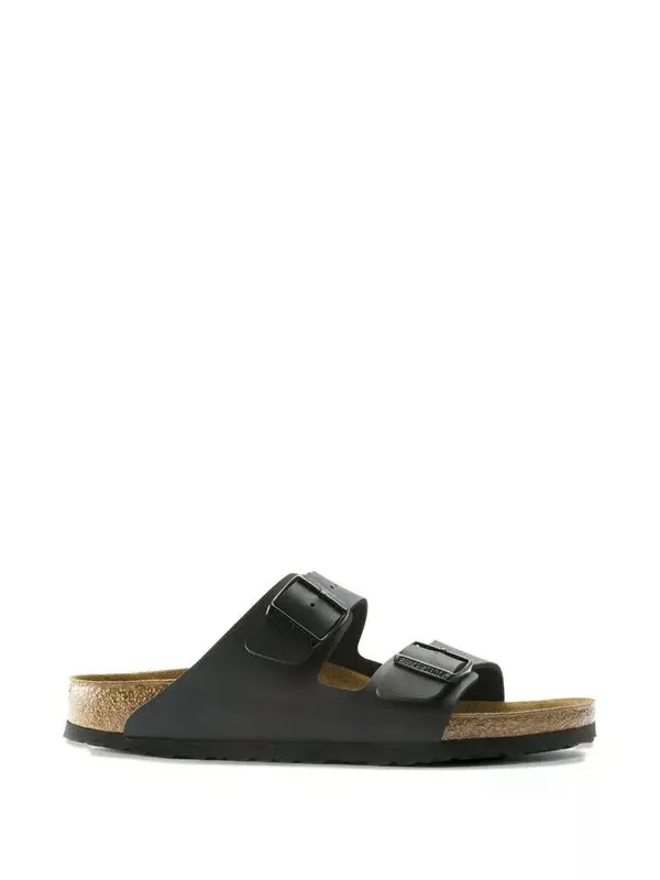BIRKENSTOCK Arizona Buckle Strap Leather Sandals - Black
