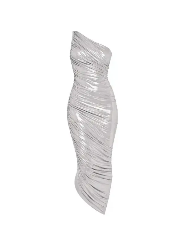 Norma Kamali One-shoulder Draped Dress - Silver