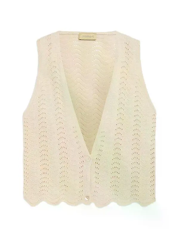 Momoni Leon Crochet Tie Gilet - Neutrals