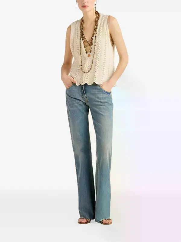 Momoni Leon Crochet Tie Gilet - Neutrals