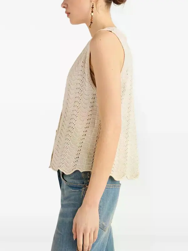 Momoni Leon Crochet Tie Gilet - Neutrals