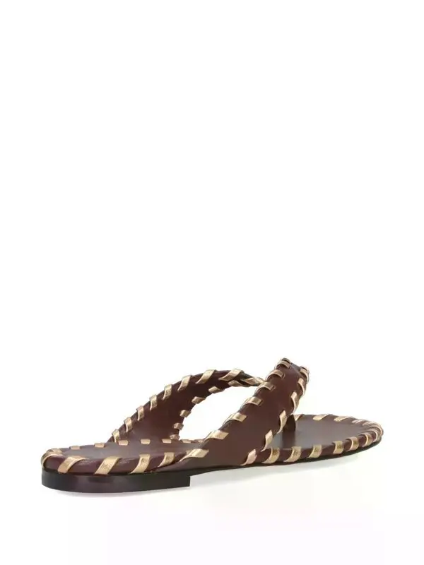 GIANVITO ROSSI Braided Leather Thong Sandals - Brown