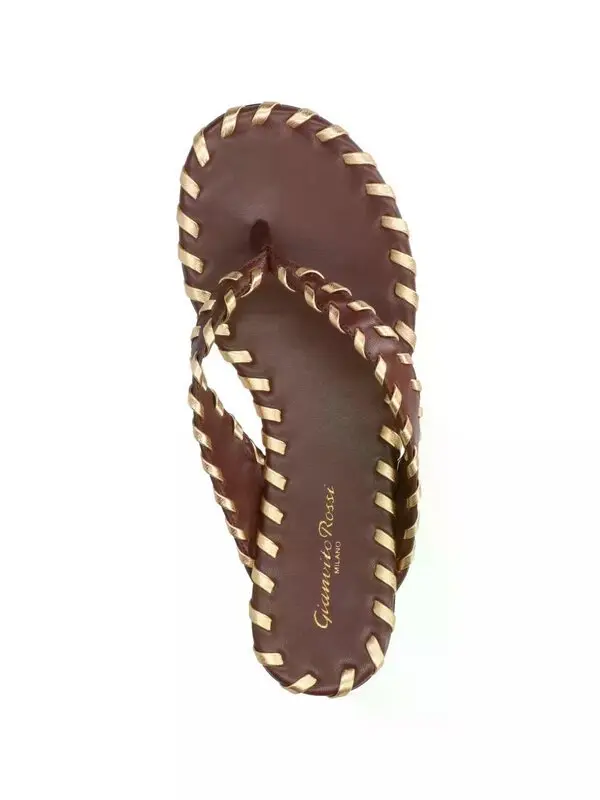 GIANVITO ROSSI Braided Leather Thong Sandals - Brown