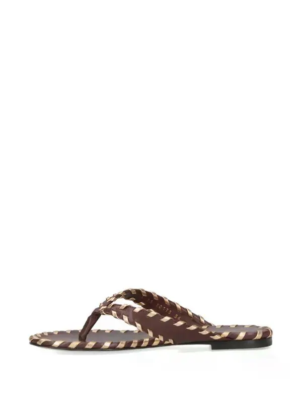 GIANVITO ROSSI Braided Leather Thong Sandals - Brown