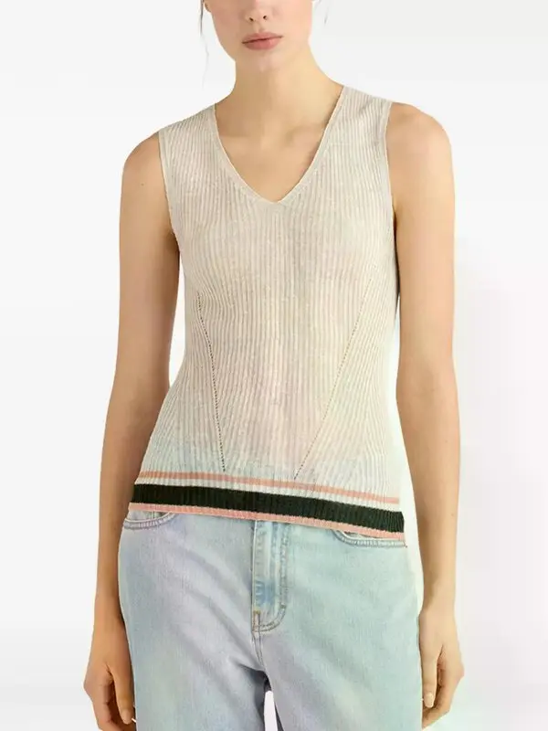 Momoni Ella Ribbed V-neck Top