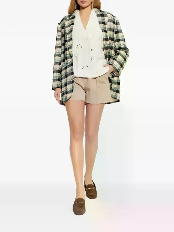 Max Mara Pleated Logo-embroidered Shorts - Neutrals