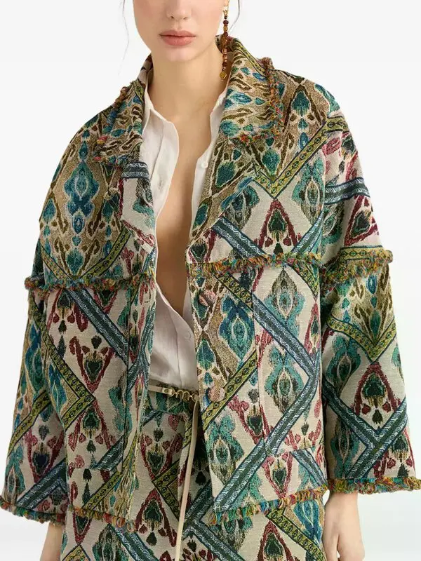 Momoni Cantadora Fringed Woven Jacket - Neutrals