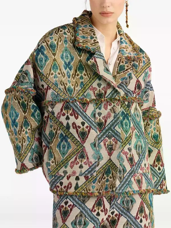 Momoni Cantadora Fringed Woven Jacket - Neutrals