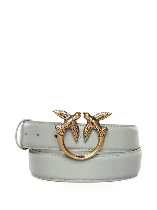 Pinko Love Birds Leather Belt - Grey