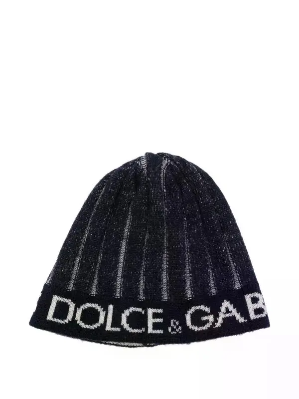 Dolce & Gabbana Logo-lettering Beanie Hat - Blue