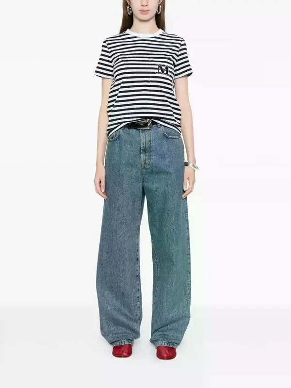 Max Mara Striped Patch Pocket T-shirt - Black