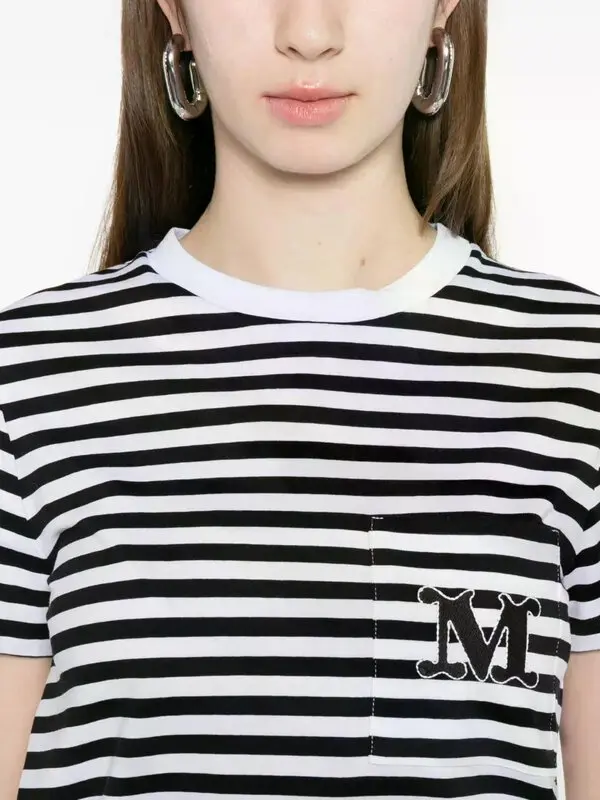 Max Mara Striped Patch Pocket T-shirt - Black
