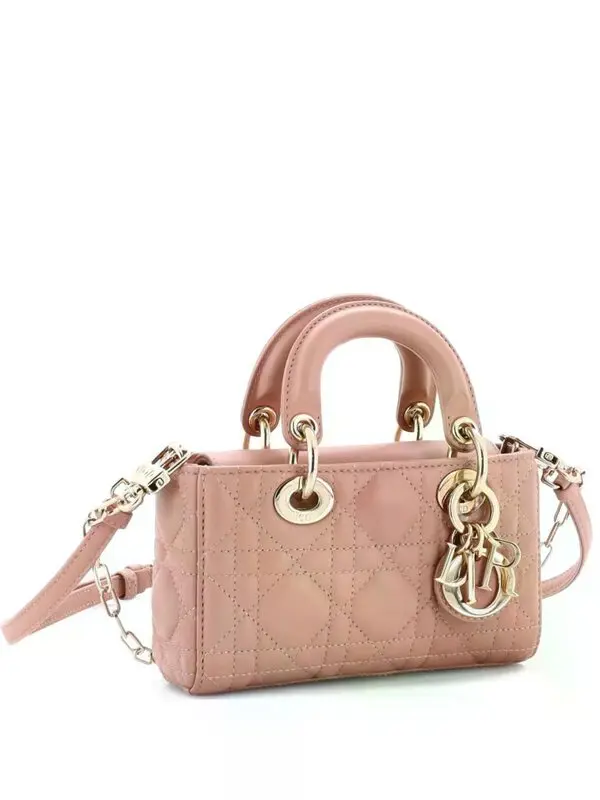 Dior Lady D-joy Bag Cannage Quilt Lambskin Micro Satchel - Neutrals