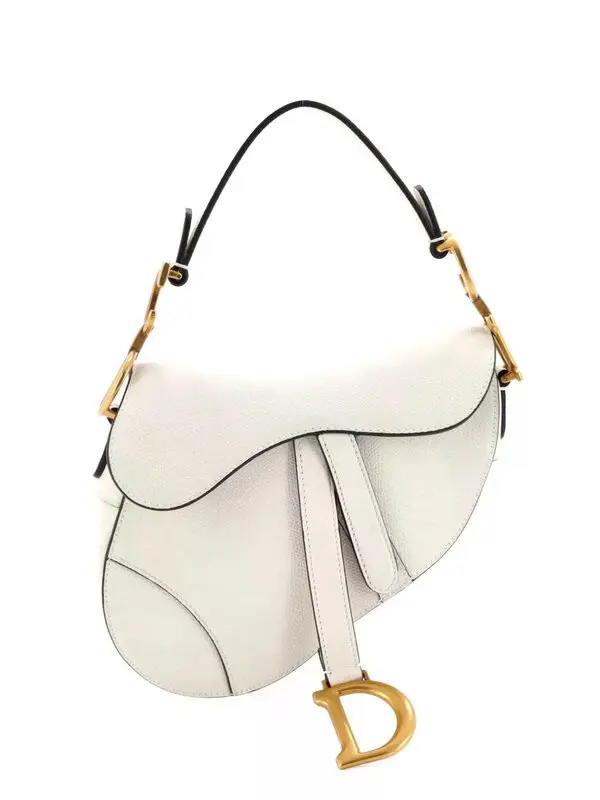 Dior Saddle Handbag Leather Mini Shoulder Bag - White
