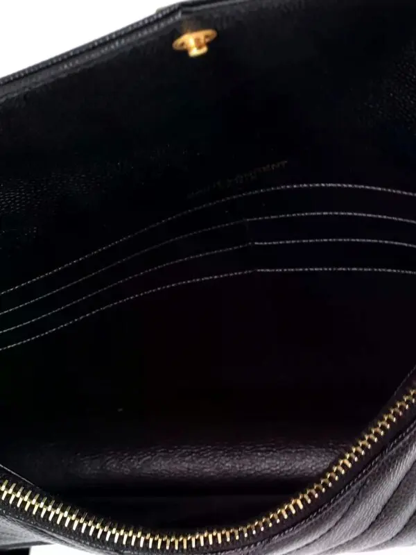 Saint Laurent Classic Monogram Wallet On Chain Matelasse Chevron Leather Small Crossbody Bag - Black