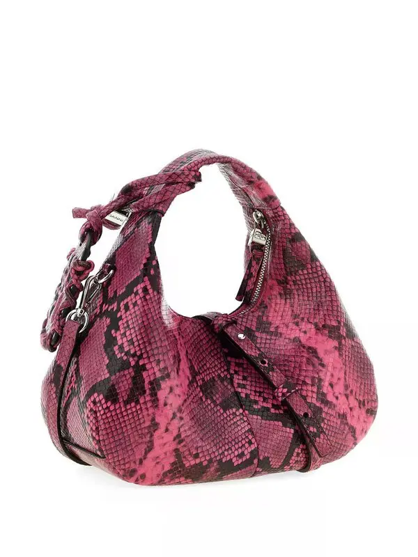 GANNI Mini Snake-print Bag - Pink