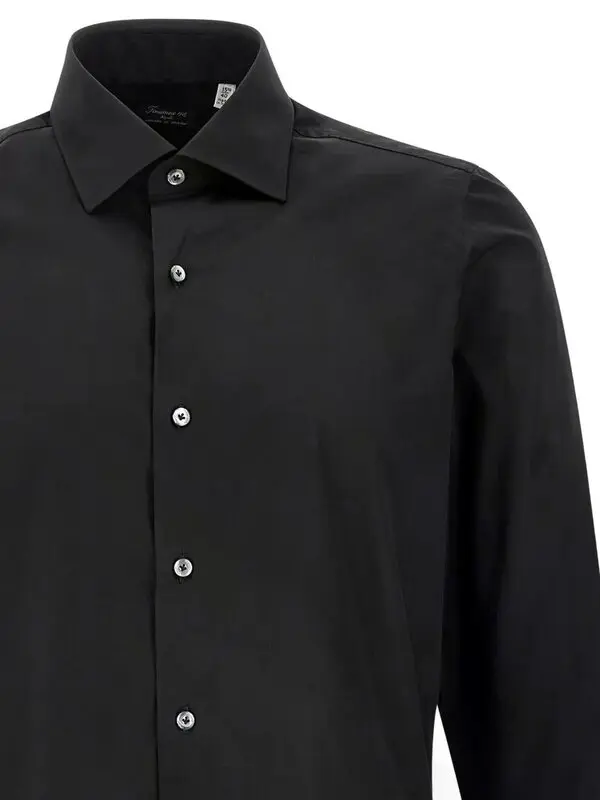FINAMORE 1925 Napoli Collar Cotton Shirt - Black
