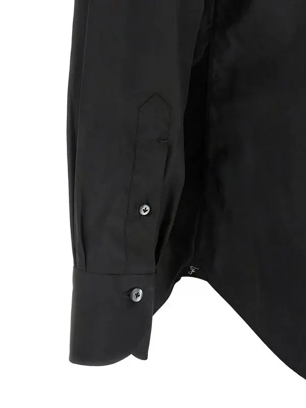 FINAMORE 1925 Napoli Collar Cotton Shirt - Black
