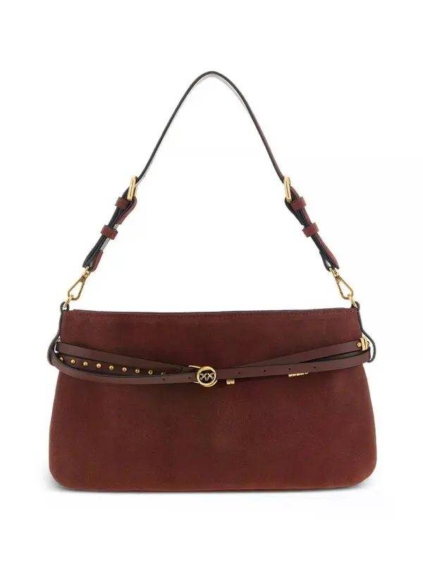 Pinko Medium Suede Shoulder Bag - Red