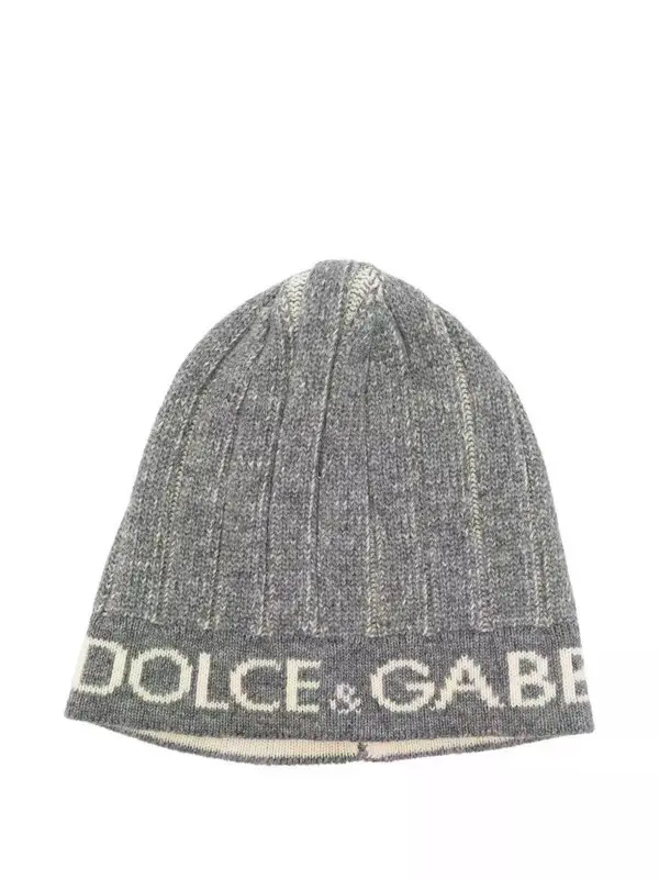Dolce & Gabbana Logo-lettering Wool Beanie - Grey