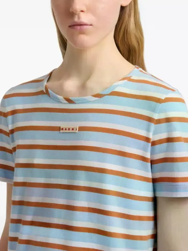 Marni Striped Logo-patch T-shirt - Blue
