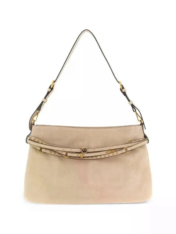 Pinko Studded Leather Shoulder Bag - Neutrals