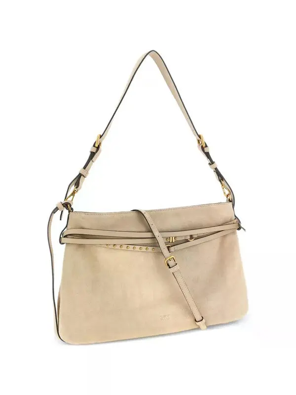 Pinko Studded Leather Shoulder Bag - Neutrals
