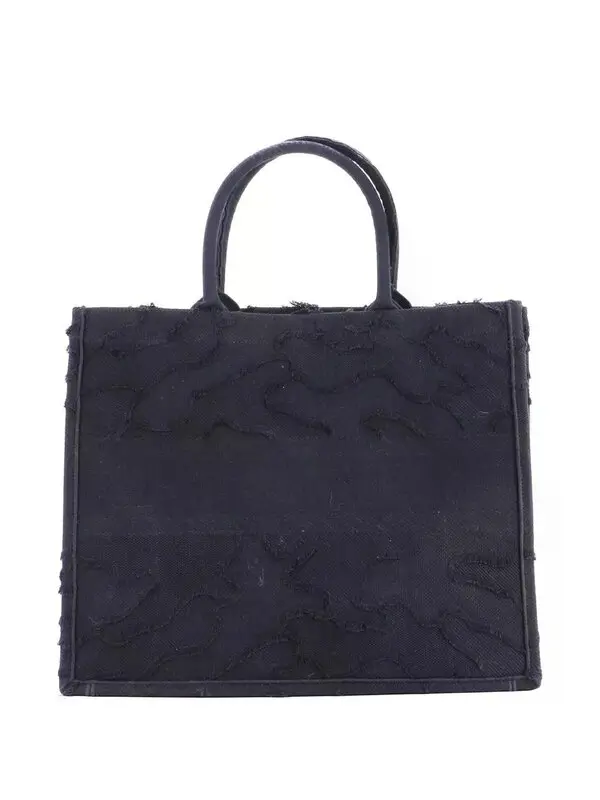 Dior Camouflage Embroidered Canvas Large Tote Bag - Black