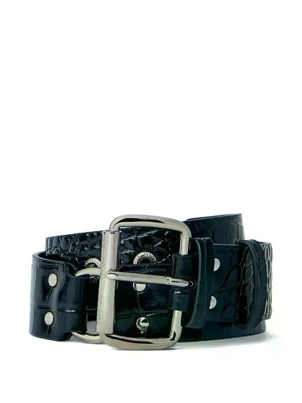 VIVIENNE WESTWOOD Embossed Buckle Leather Belt - Black