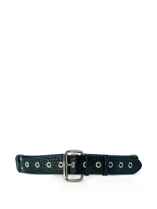 VIVIENNE WESTWOOD Embossed Buckle Leather Belt - Black