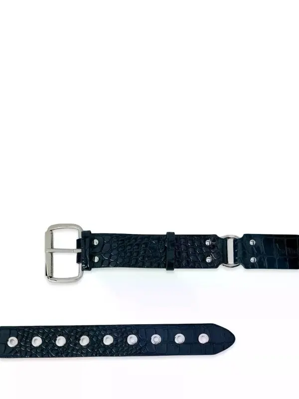 VIVIENNE WESTWOOD Embossed Buckle Leather Belt - Black