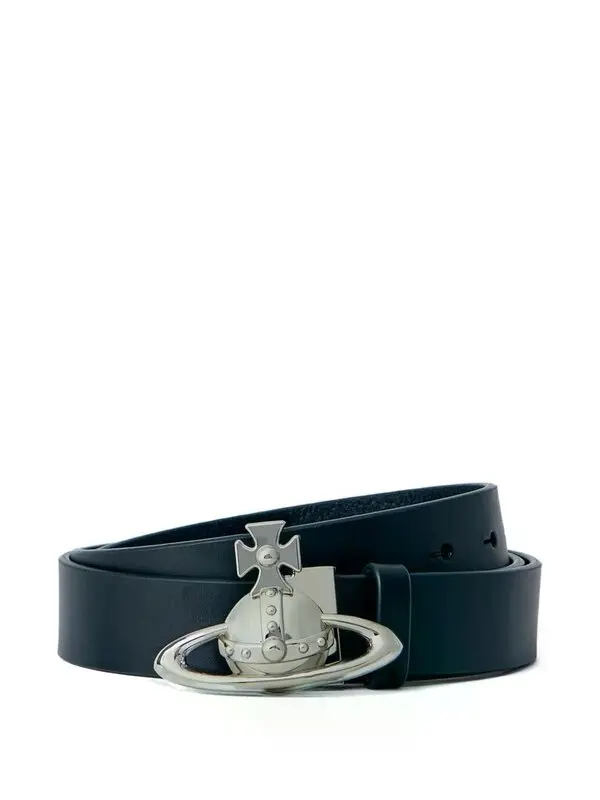 VIVIENNE WESTWOOD Metallic Orb Leather Belt - Black
