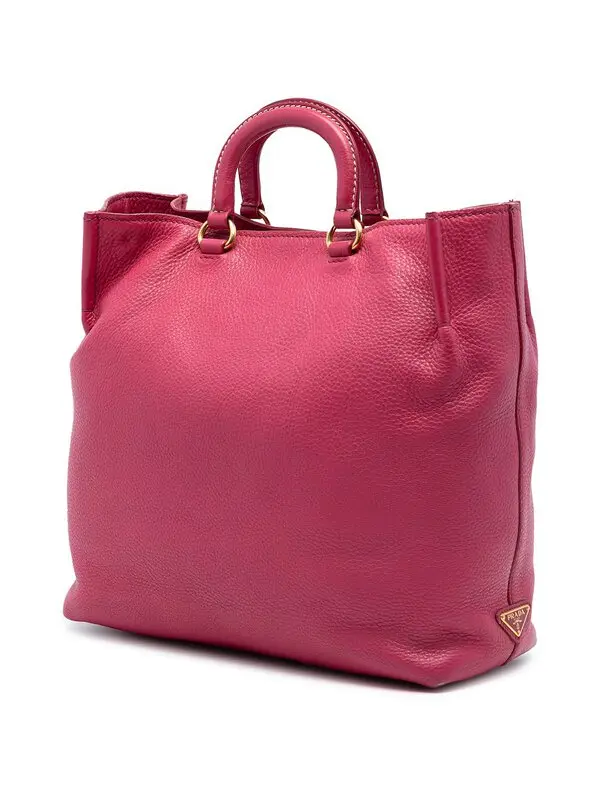 Prada Vitello Daino Embossed Canapa Logo Open Convertible Tote Satchel