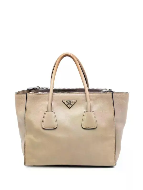 Prada Glace Calf Twin Pocket Satchel - Brown