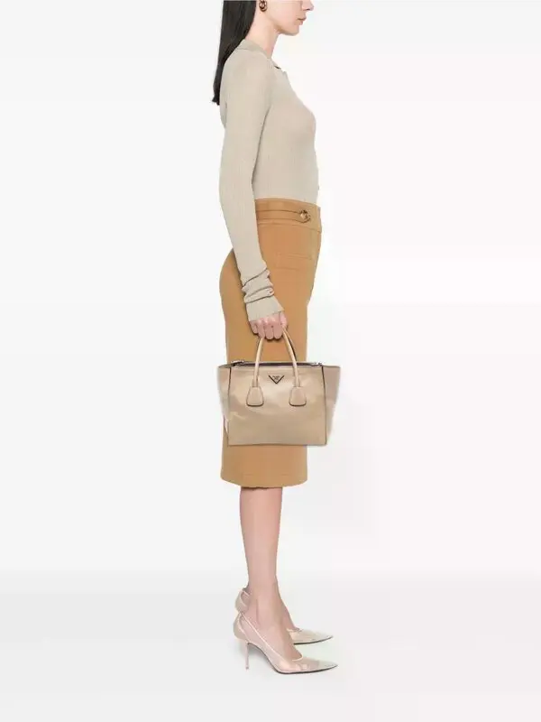 Prada Glace Calf Twin Pocket Satchel - Brown