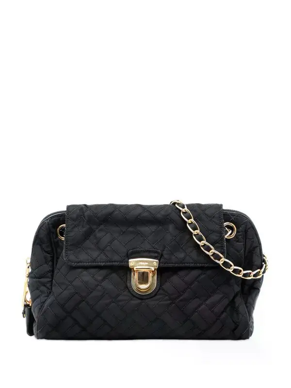 Prada 2000-2013 Impuntu Tessuto Chain Crossbody Bag - Black