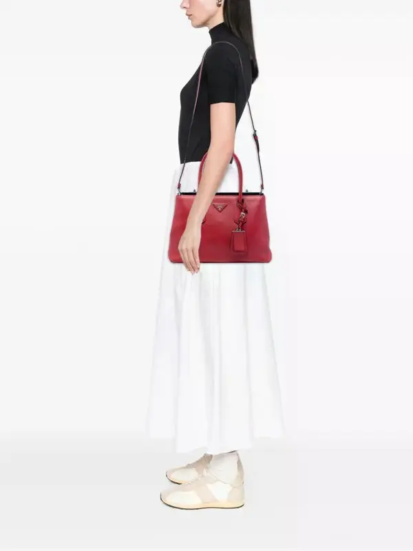 Prada Saffiano Cuir Twin Satchel - Red