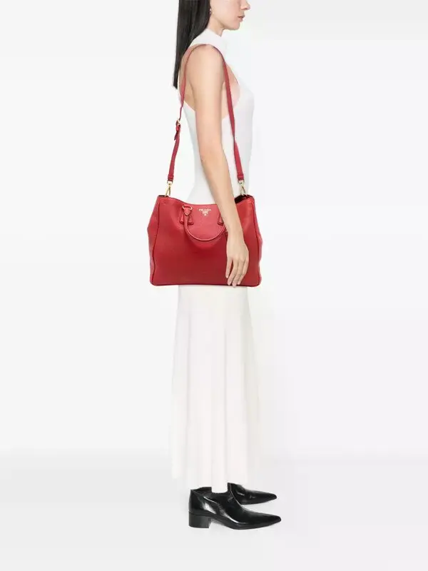 Prada Vittelo Daino Open Convertible Tote Satchel - Red