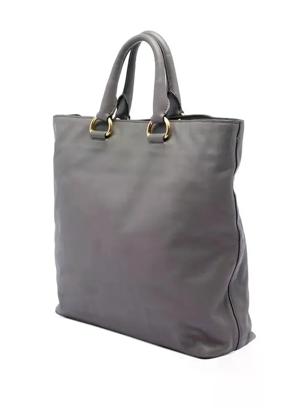 Prada Soft Calf Open Convertible Tote Satchel - Grey