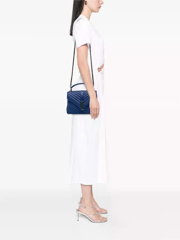 Saint Laurent 2017 Medium Monogram College Satchel - Blue