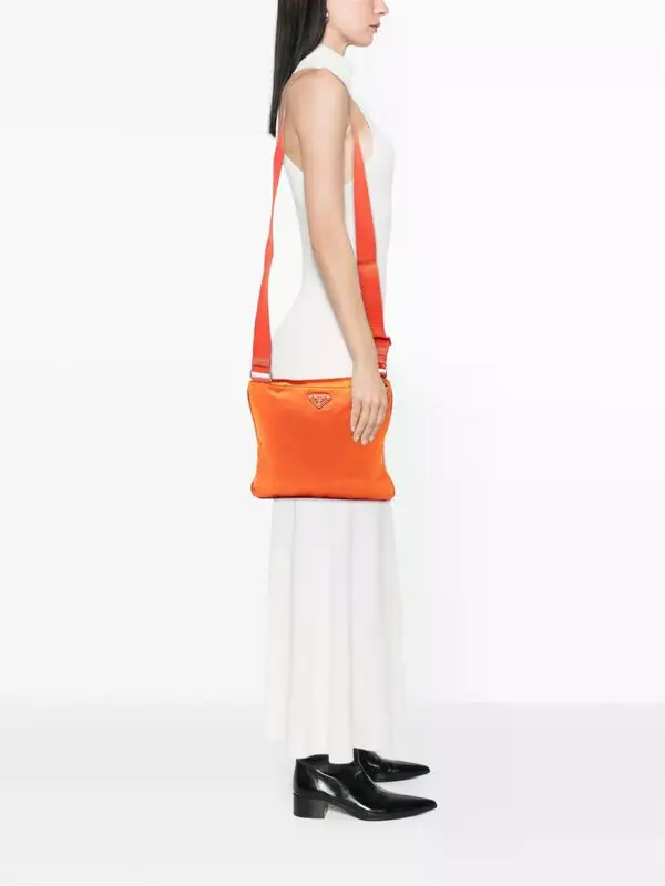 Prada Tessuto Zip Top Crossbody Bag - Orange