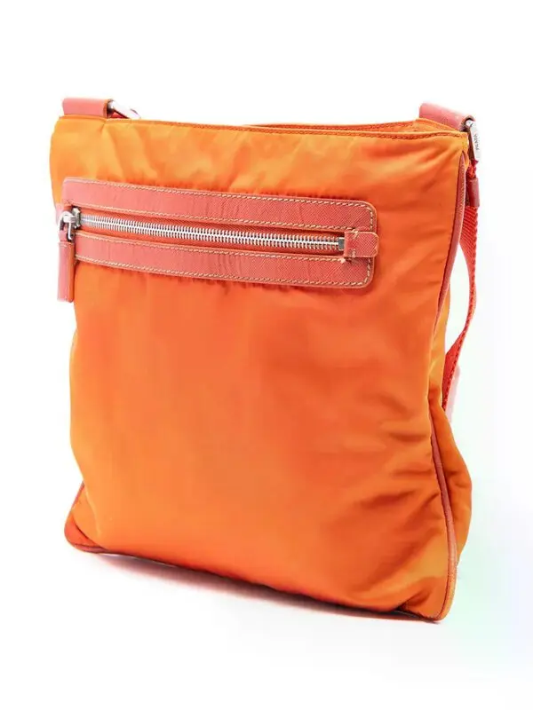 Prada Tessuto Zip Top Crossbody Bag - Orange