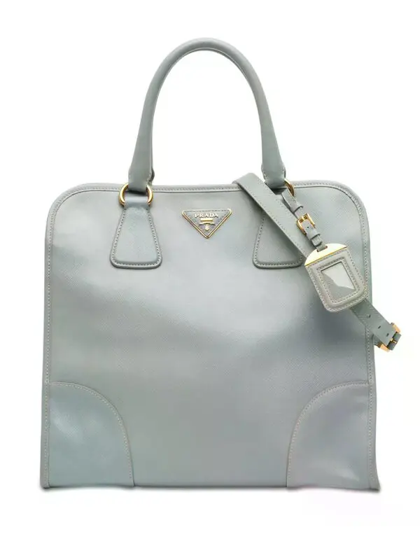 Prada Saffiano Lux Shopping Tote Satchel - Blue