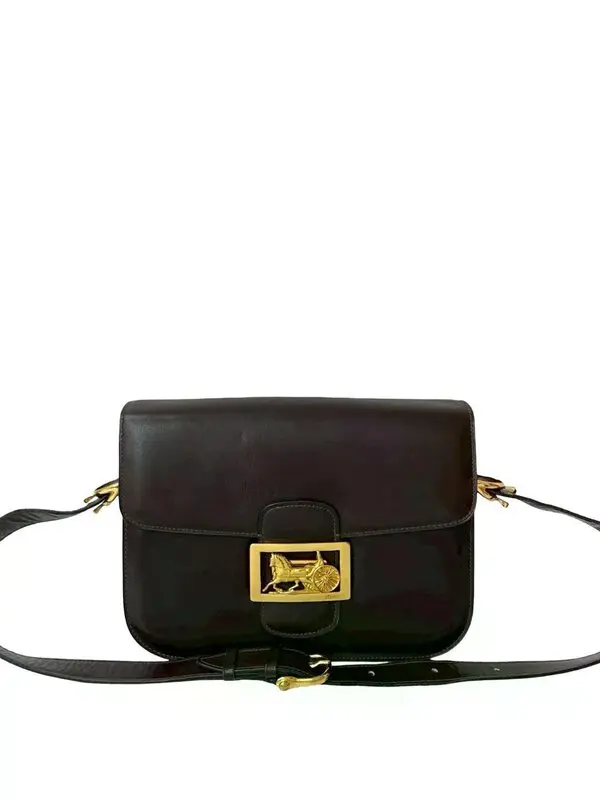 Celine 20th Century Leather Logo Horse Carriage Crossbody Bag - Brown