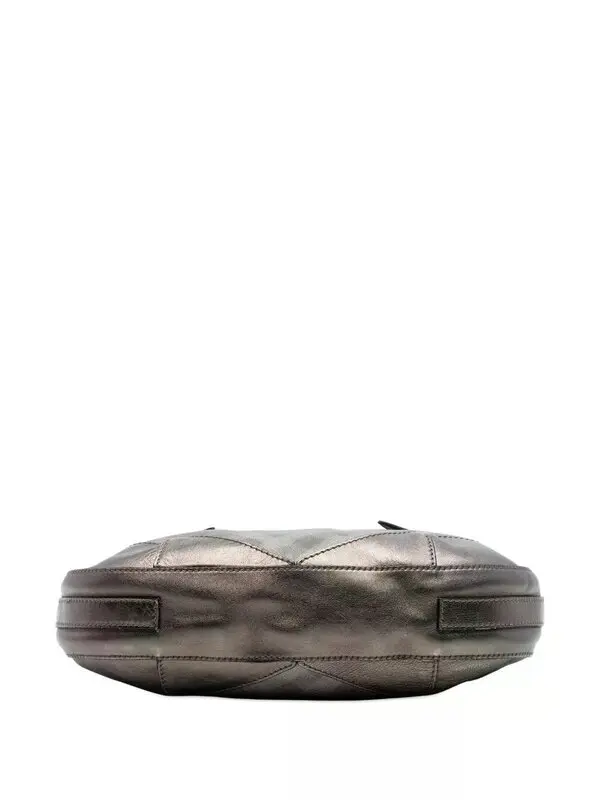 Burberry Supernova Check Coated Canvas And Metallic Leather Shoulder Bag - Grey