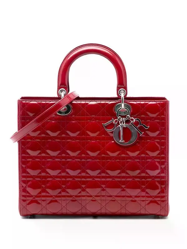 Dior 2012 Large Patent Cannage Lady Satchel - Red