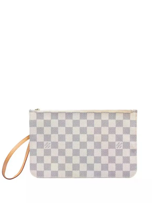 LOUIS VUITTON Damier Azur Neverfull Mm Pouch - White