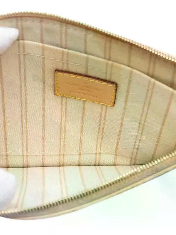 LOUIS VUITTON Damier Azur Neverfull Mm Pouch - White